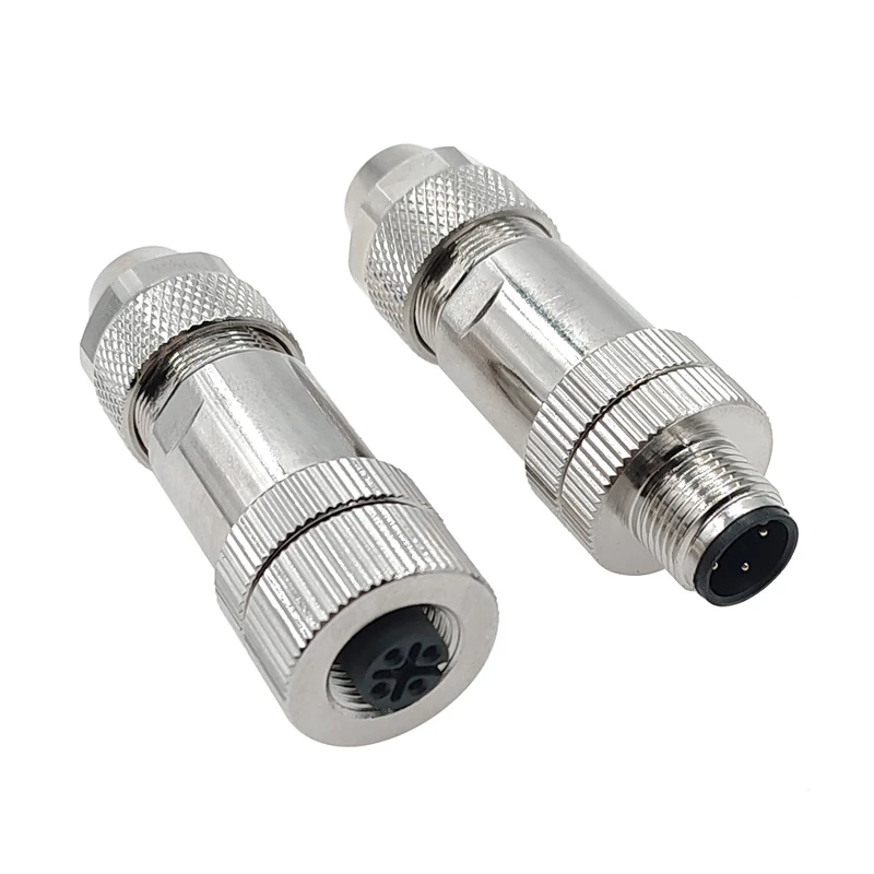 M12 Sensor Connector Male&Female Signal Shielding Metal Plug 4 5 8 Pin ...