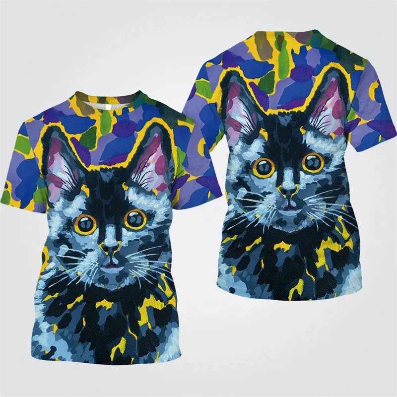 Colorful-Cat-Animal-Graphic-T-Shirts-Harajuku-Fashion-Pet-3D-Printed-T ...