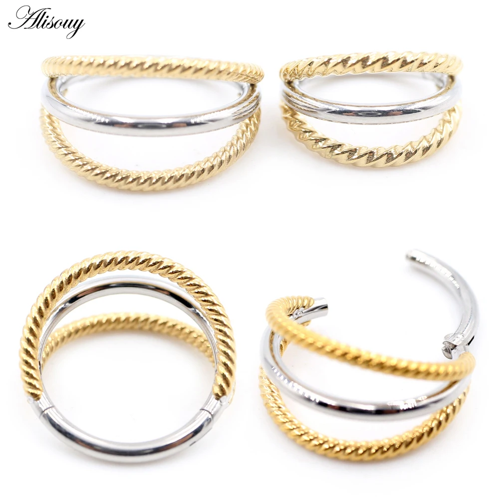 Alisouy 1PC Weld Three Layers Twist Stainless Steel Hinged Piercing ...