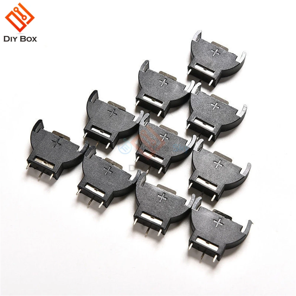 10pcs Black Plastic Cr2032 2032 3v Half-round Cell Coin Battery Socket ...