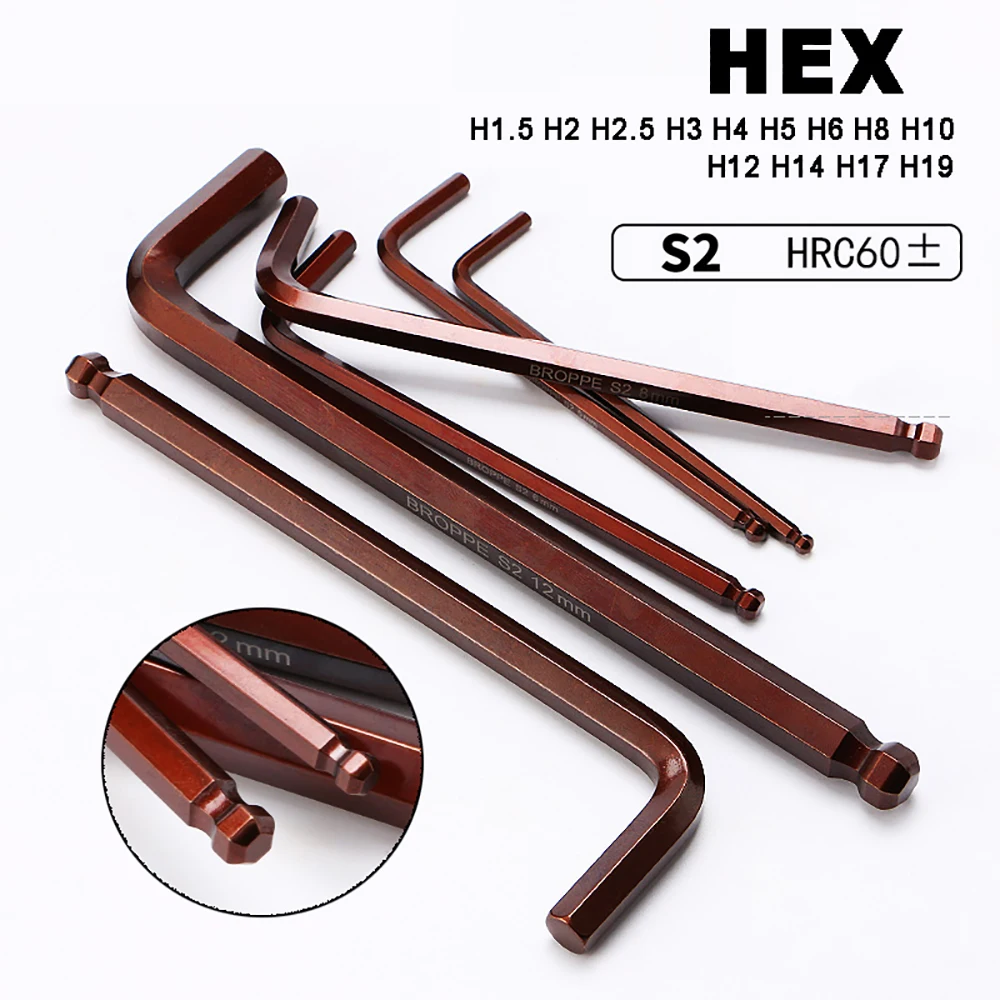 Clé Allen à bout sphérique, clé hexagonale à bras Long, métrique 1.5mm ...