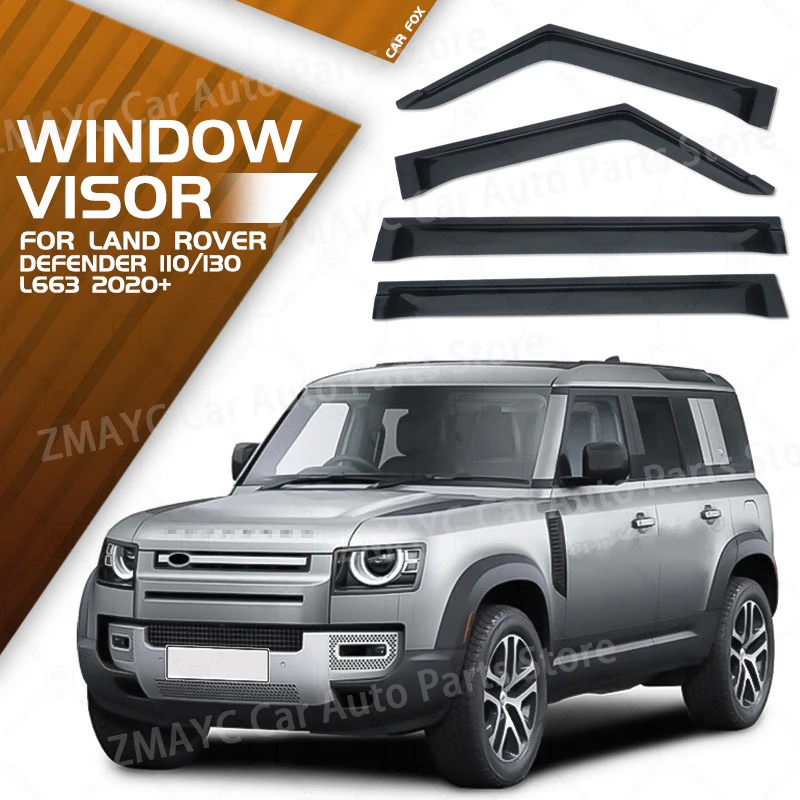 Black Exterior Window Visors Rain Sun Deflector For Land Rover Defender ...