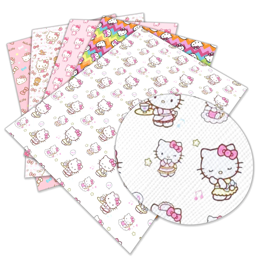 Hello-Kitty-Sanrio-Cross-Pattern-Printed-Synthetic-Leather-Sheet-for ...