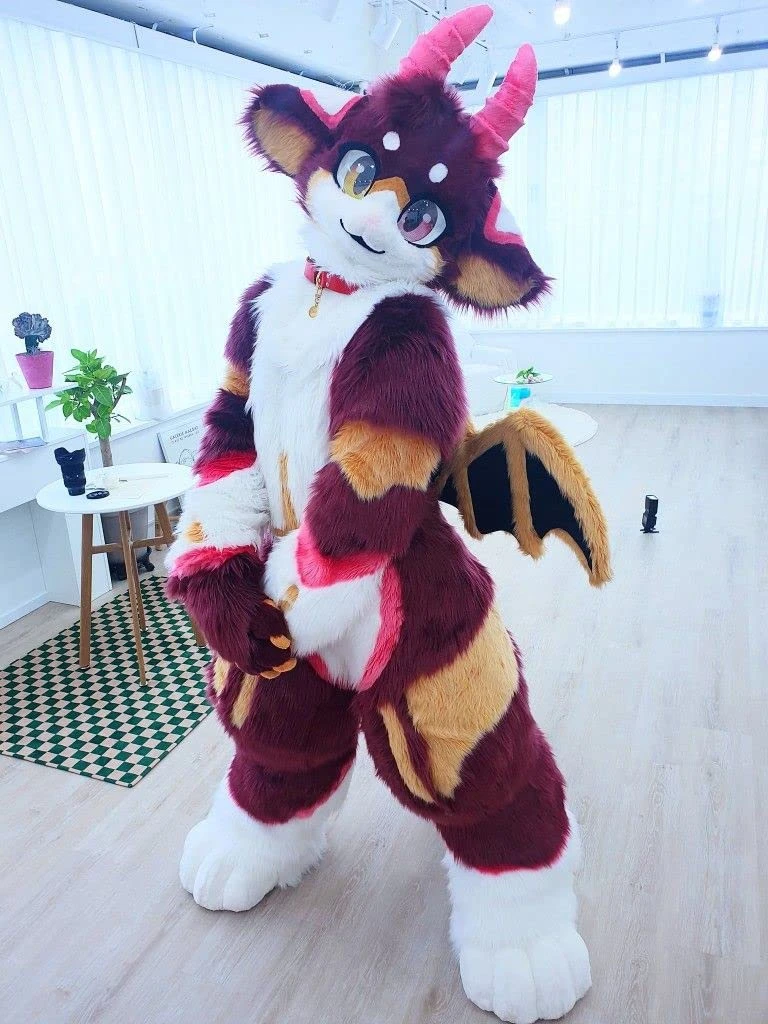 Mascote Fursuit Furry para Adolescente, Kawaii, Chifre, Dragão, Fato ...