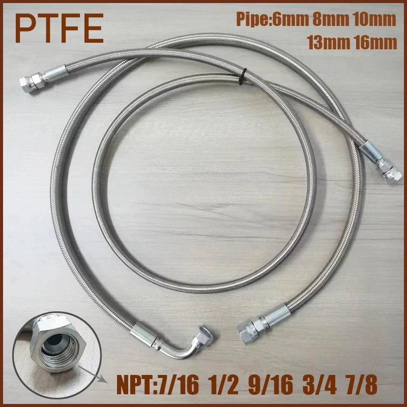 Universal-Stainless-Steel-Brained-Oil-Hose-Line-PTFE-Tube-Car-Oil-Gas ...