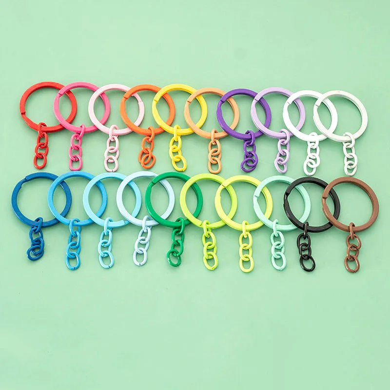 10pcs-30mm-Keychain-With-Chains-Colored-Keyrings-For-Diy-Jewelry-Making ...