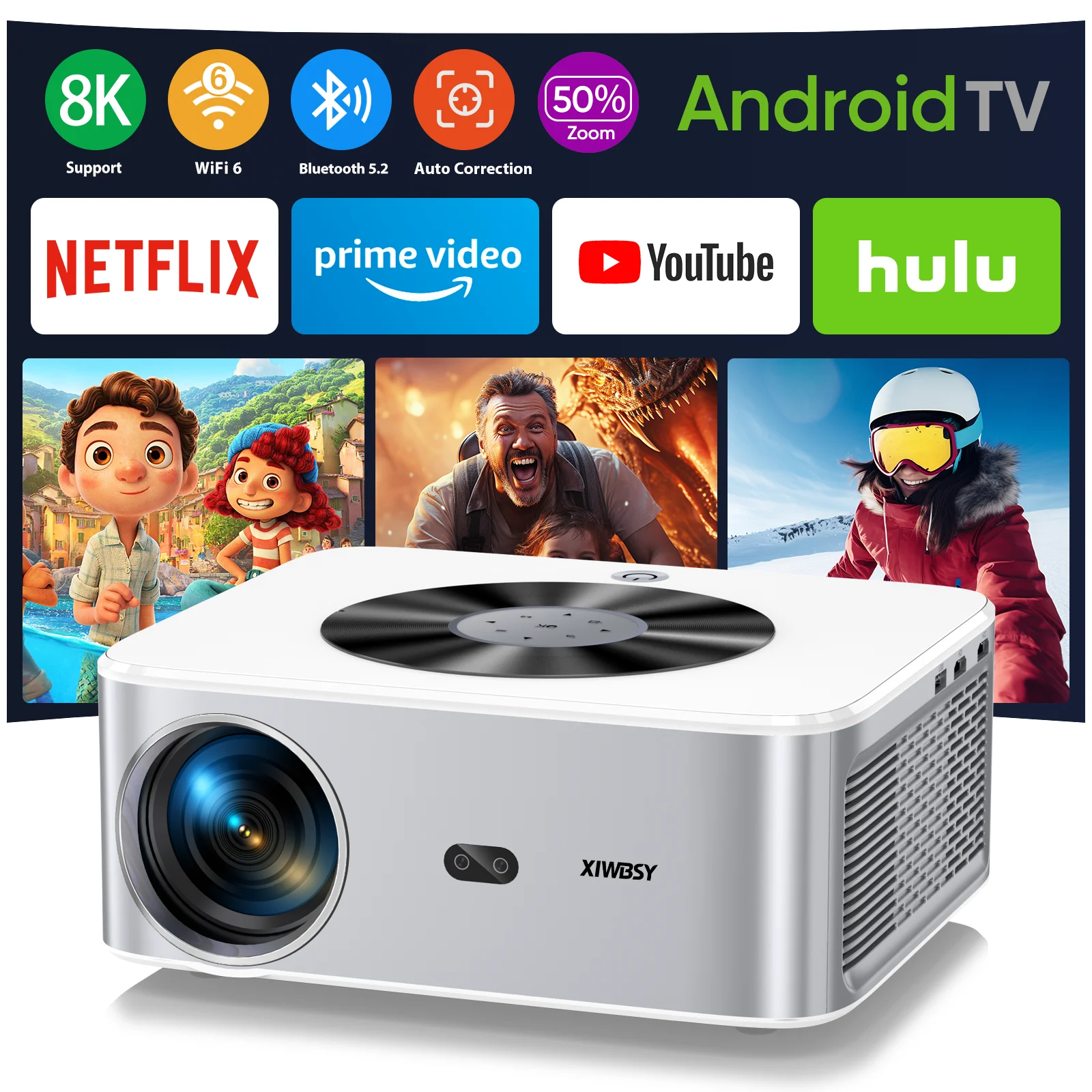 XIWBSY-4K-Smart-Projector-25000Lumens-800ANSI-Auto-Keystone-Projector ...