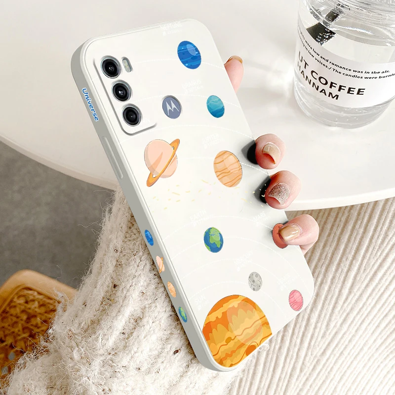 Fantasy Planet Silicone Phone Case - Vibrant Galactic Design Cover for MOTO 50 FUSION (Purple)