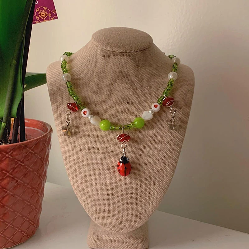 "garden Bug" Beaded Necklace Fairy Core Kids Core Hippie Cottage Core Jewelry Spirituality Y2k ...