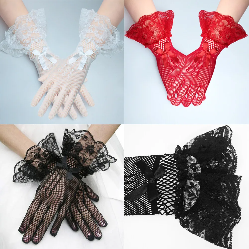 Ladies Lace Gloves Elegant Short Tea Party Gloves for Women Floral ...
