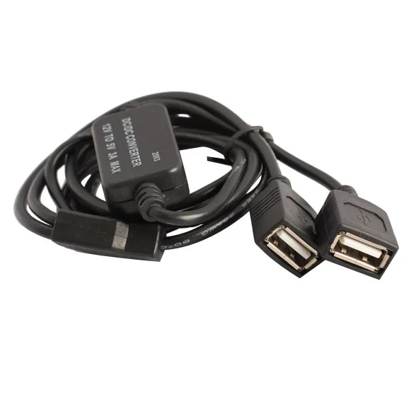 12V to 5V 3A Dual USB Female Socket DC-DC Buck Converter Step Down ...