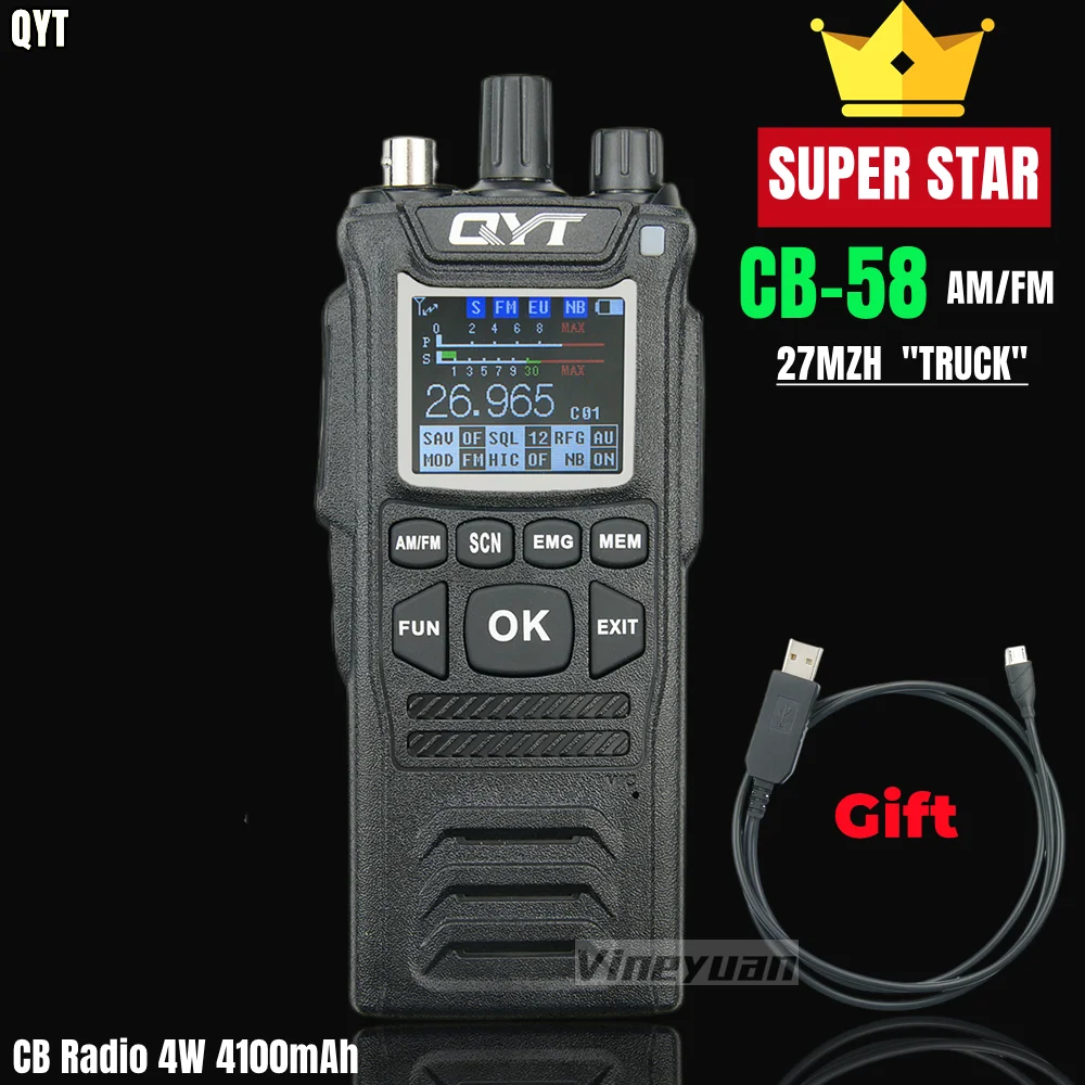 Nieuwe Qyt 27Mhz Cb 58 Radio Standaard Handheld 40 Channel Am/Fm Cb Radio(4W handheld Walkie ...