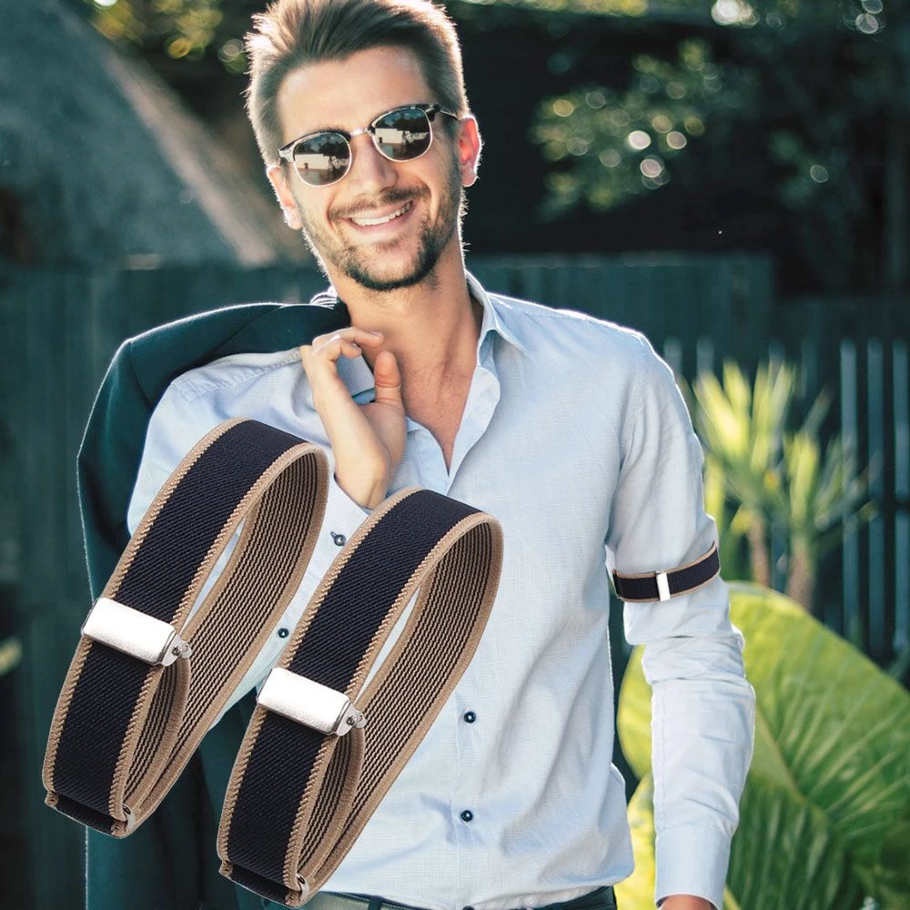 1 Pair Elastic Armband Shirt Sleeve Holder Women Men fashion Adjustable ...