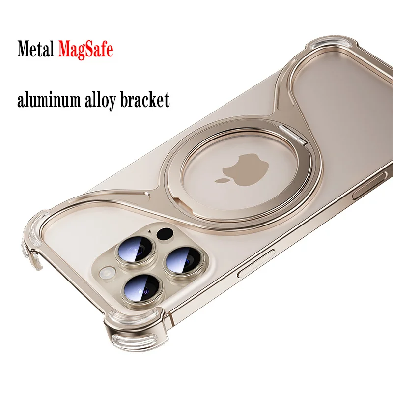 Metal MagSafe Bracket Phone Case For iPhone 13 14 15 16 Pro Max ...