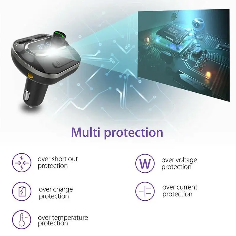 Prise allume-cigare,Kit d'adaptateur Fm récepteur automatique Aux pour ...