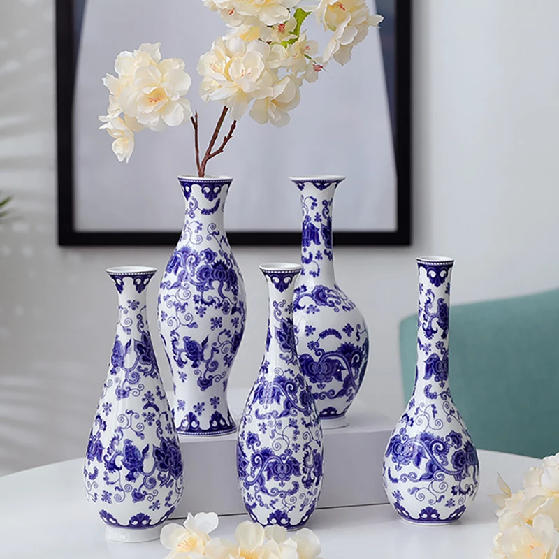 Chinese-Blue-and-White-Porcelain-Vase-Ceramic-Flower-Arrangement ...