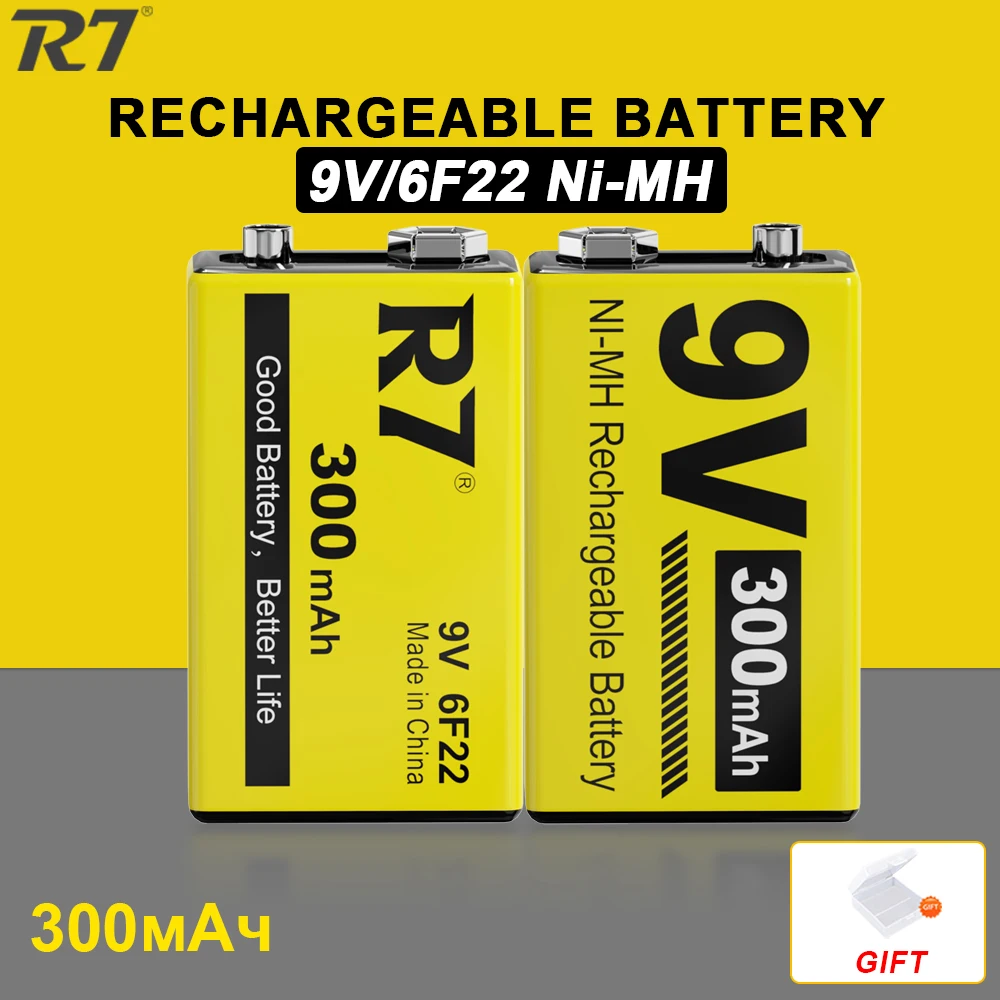 R7-brand-300mAh-9V-Ni-MH-battery-6F22-battery-rechargeable-9-volts ...