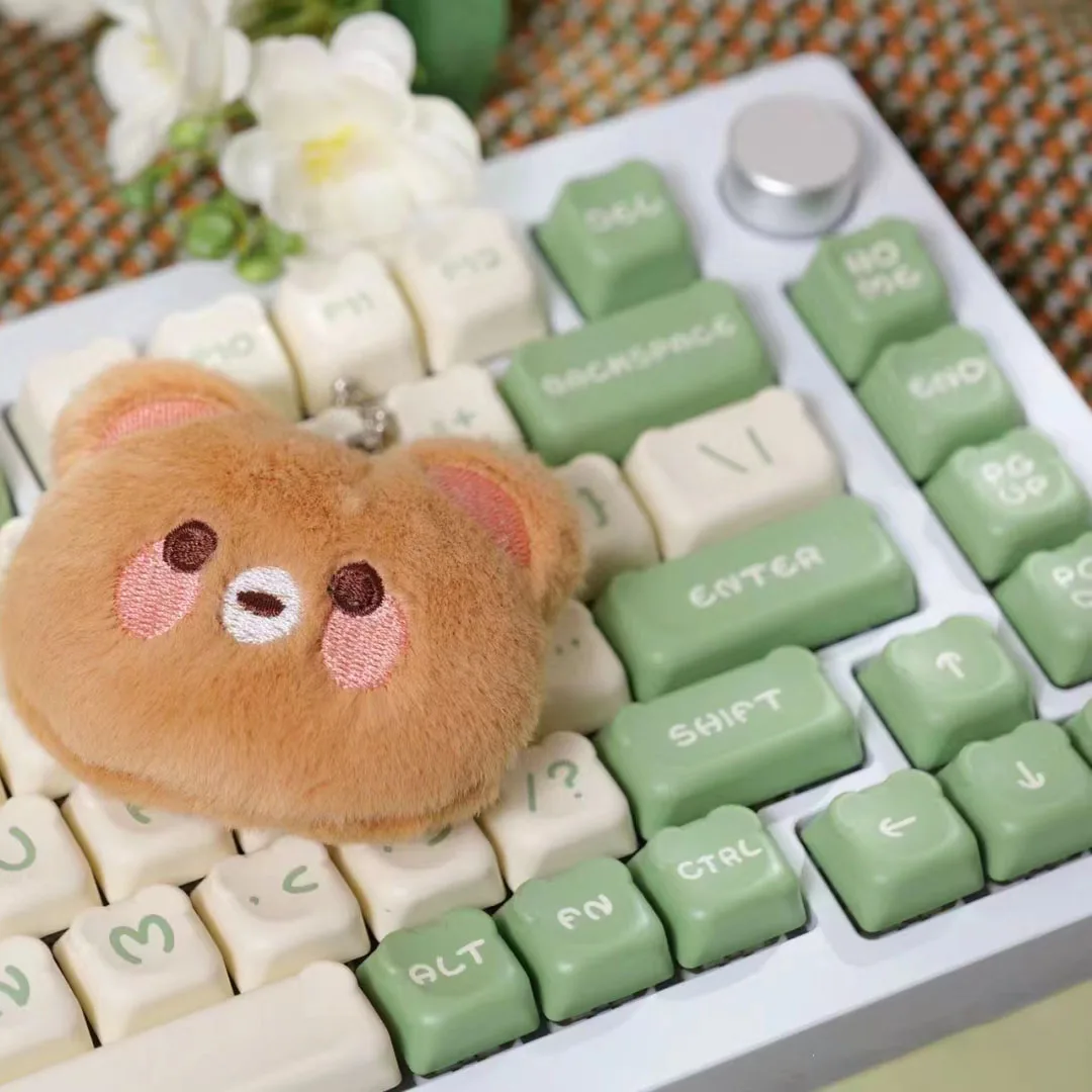 Cute-Bear-122-Keys-Green-Keycaps-OEM-Profile-Double-Shot-PBT-Keycaps ...