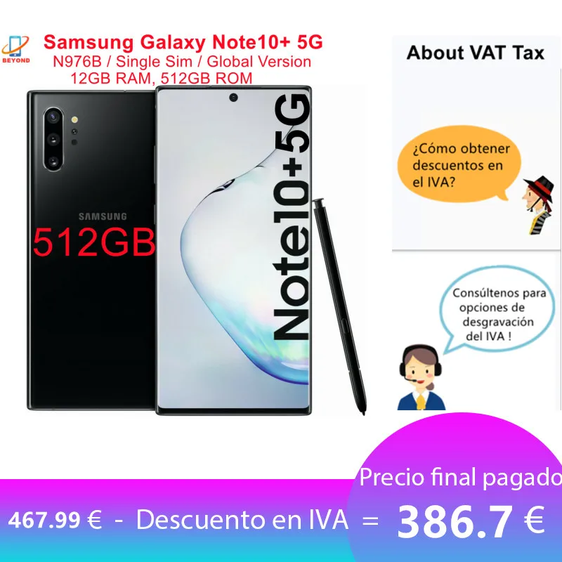 Samsung Galaxy note 10 Plus, 5G, N976B, 512GB de ROM, 12GB de RAM ...