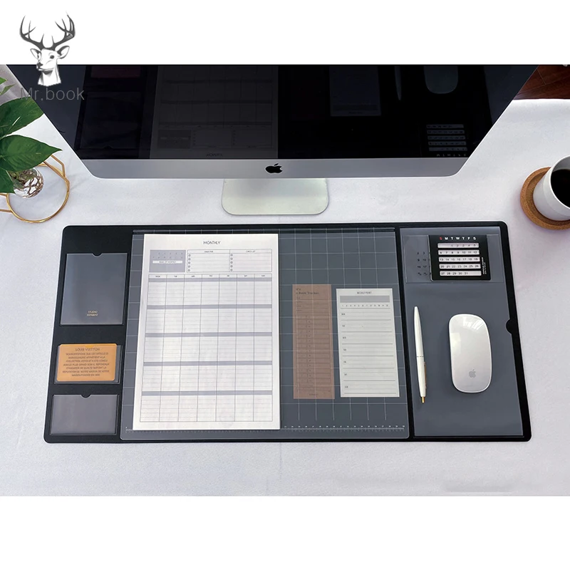 Retro Multifunctional Oversized Pu Mouse Pad Student Writing Pad ...