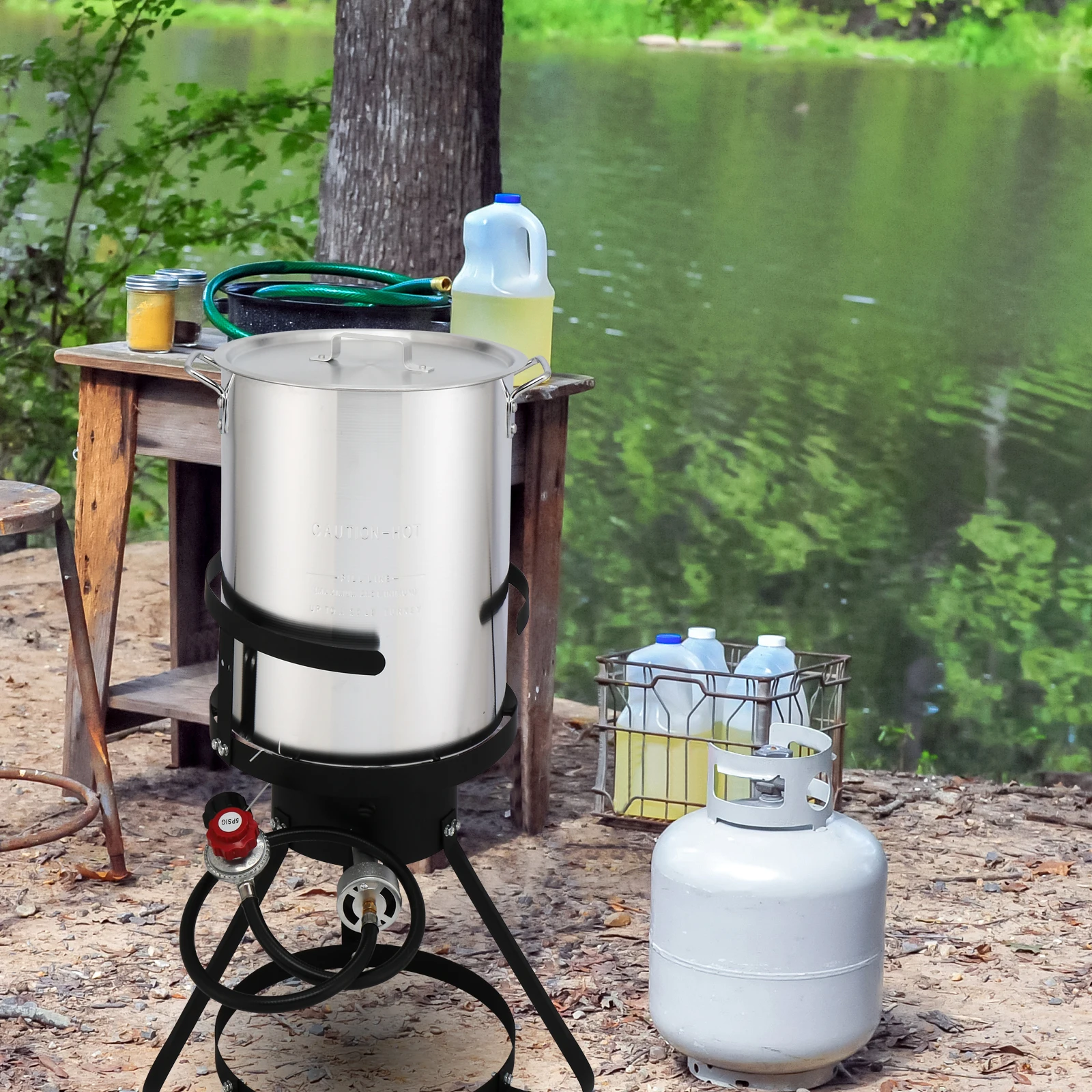 13*32inch Four-Piece Set, Black Round Iron Stove Frame, Silver Aluminum ...