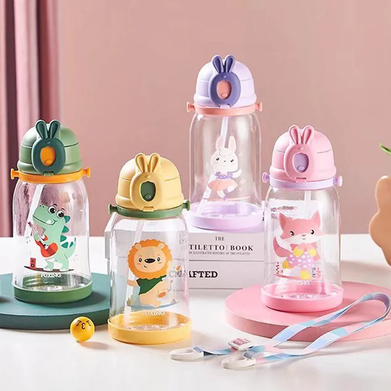 600ml-Kids-Water-Sippy-Cup-With-Straw-Cartoon-Leakproof-Water-Bottles ...