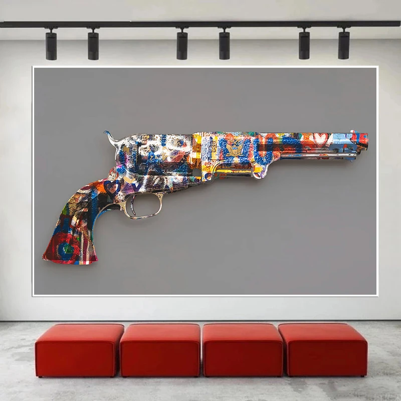 Graffiti-Gun-Poster-Wall-Art-Picture-Yellow-Street-Graffiti-Pop-Art ...