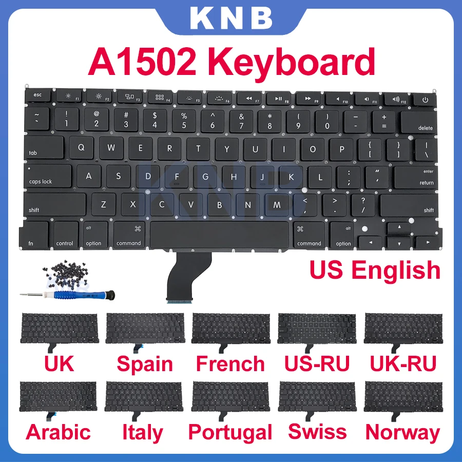 New-Laptop-A1502-Keyboard-US-UK-Spain-Russian-French-Swiss-Italy-Arabic ...