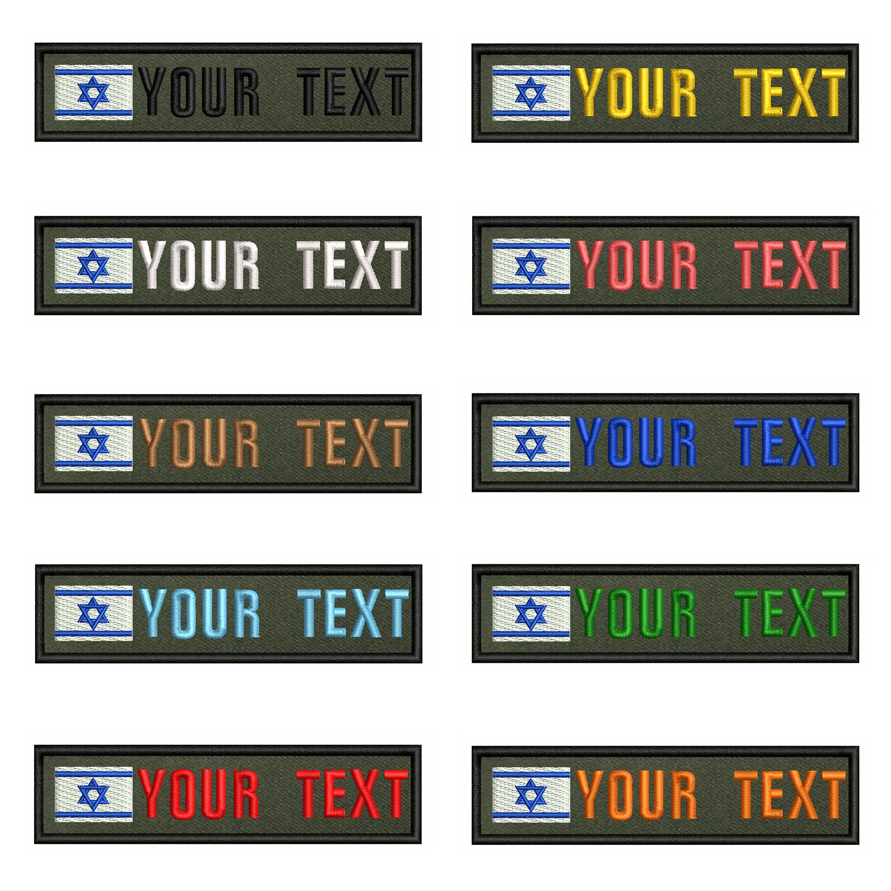 Green-Israel-Flag-10X2-5cm-Embroidery-Custom-Name-Patch-Stripes-Badge ...