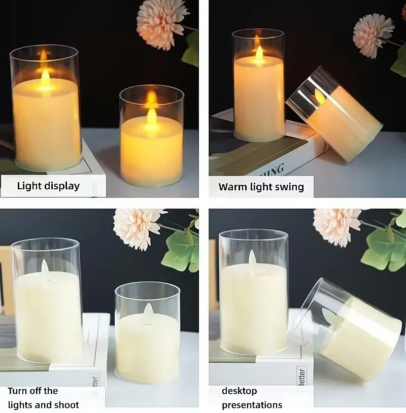 led rocking simulation glass electronic candle light Christmas wedding ...