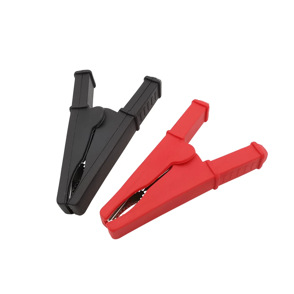 2Pcs Red Black Copper 50A Insulated Alligator Clips 75mm Car Caravan ...