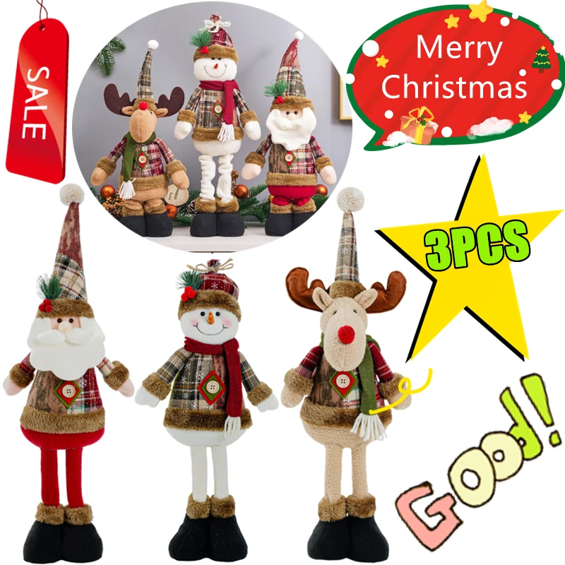 New 3/1PC Christmas Retractable Dolls Tree Decor New Year Ornament ...