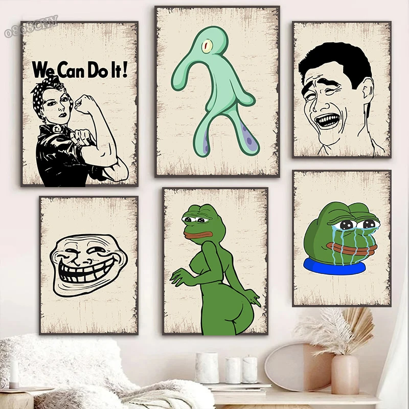 Impresiones-divertidas-de-Meme-arte-de-pared-pintura-en-lienzo-Pepe ...