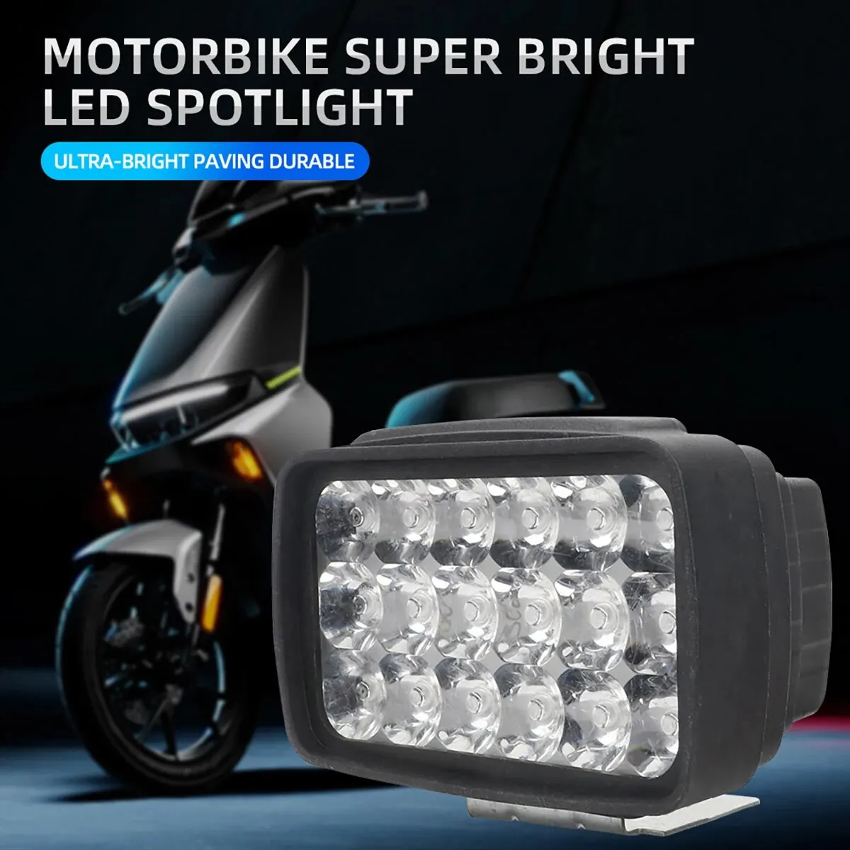 18-LED-Super-Bright-Motorcycle-Headlight-Moto-Auxiliary-Lamp-6000K ...