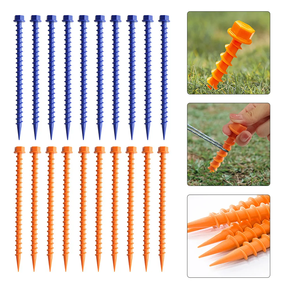 10pcs 26cm Outdoor Portable Camping Tent Nails Plastic Threaded Square ...