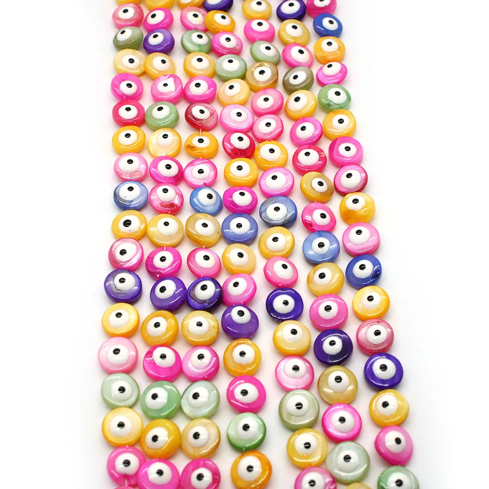 Evil-Eye-Colorful-Round-Shape-Natural-Freshwater-Shells-Beads-for ...
