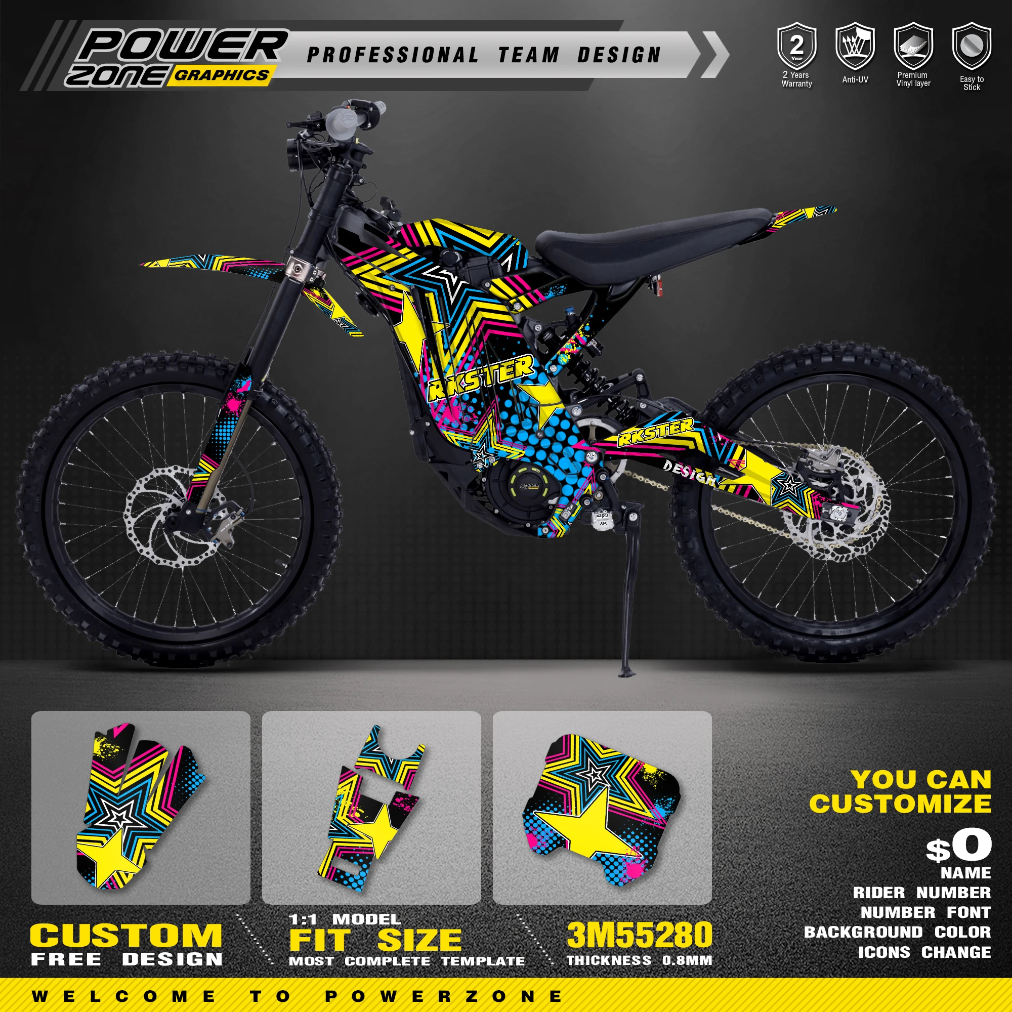 PowerZone-Motorcycle-Graphics-Backgrounds-Stickers-Kits-For-Surron-Sur ...