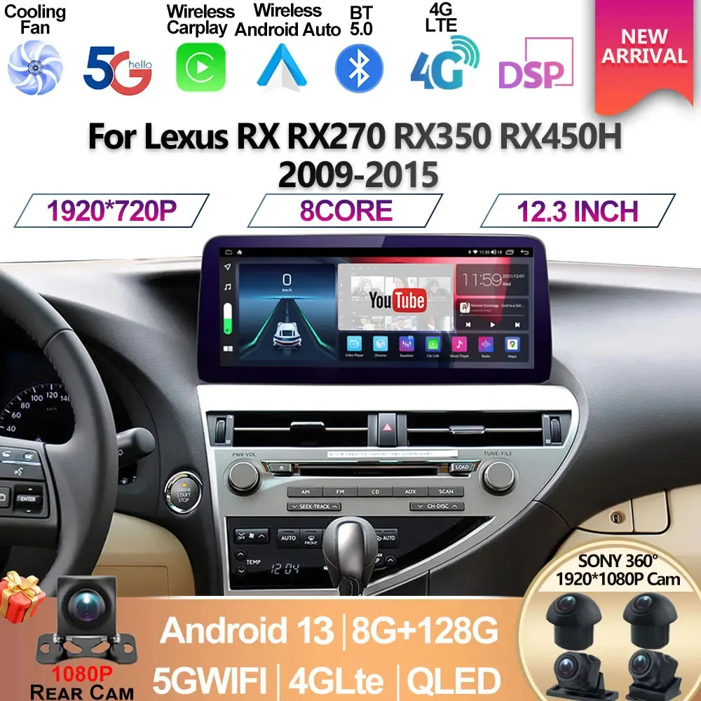 For-Lexus-RX-RX270-RX350-RX450H-2009-2015-Android-13-8-128G-Car-Radio ...