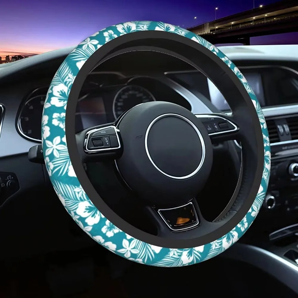 Hibiscus Hawaii Steering Wheel Cover Universal 15 Inch Hawaiian Flower ...