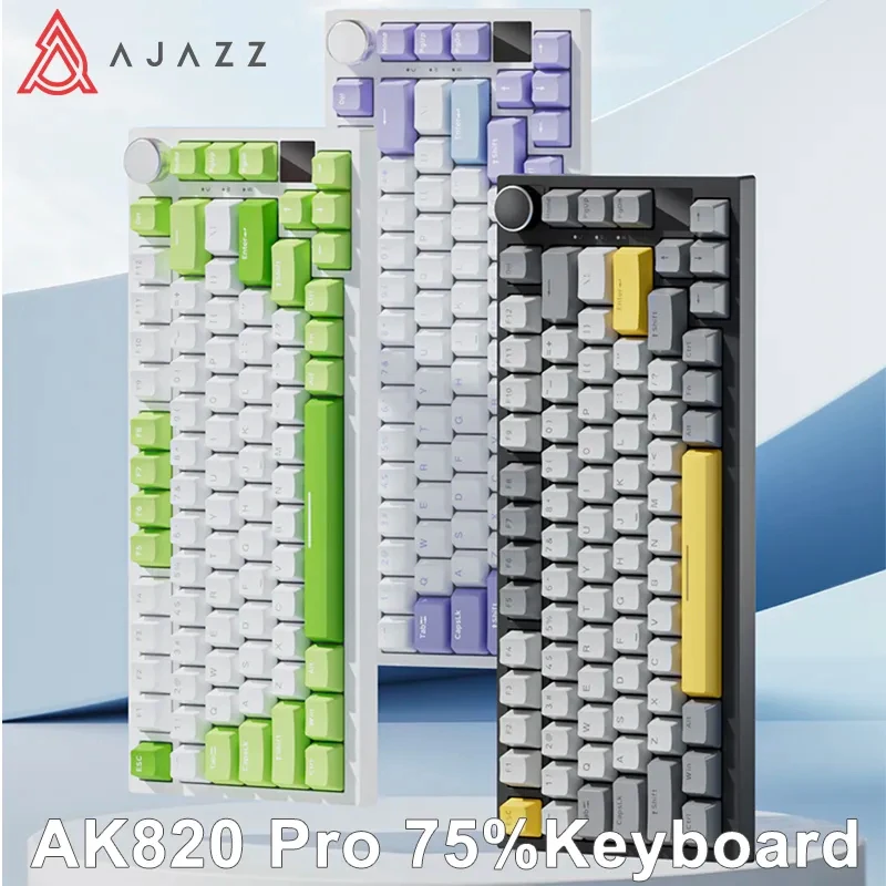 Ajazz AK820 Mechanical Keyboard Customized Soft Gasket Structure Optional Wired/Three-mode RGB ...