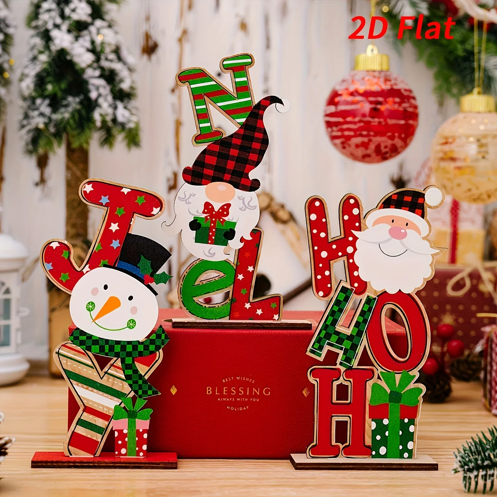 1/3pcs Wooden Christmas Desktop Ornaments Faceless Doll Santa Cluas ...