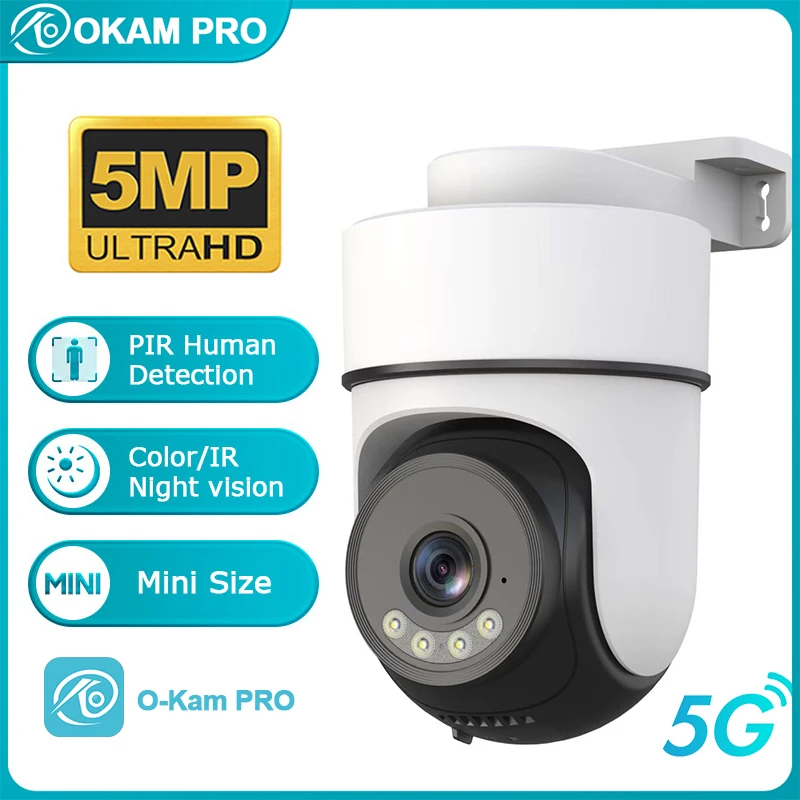 OKAM PRO Home Security Camera HD 5MP 5G WiFi IP CCTV PIR Mobile ...