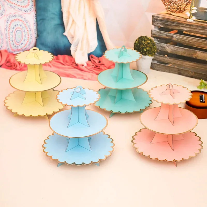 3-Layer-Disposable-Round-Birthday-Cupcake-Dessert-DIY-Paper-Craft-Stand ...