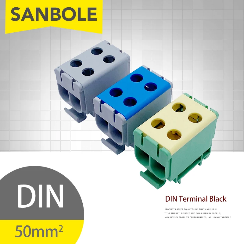 Terminal 50mm2 800V High Current JUT10-50/2 DIN Rail Mounted Aluminium ...