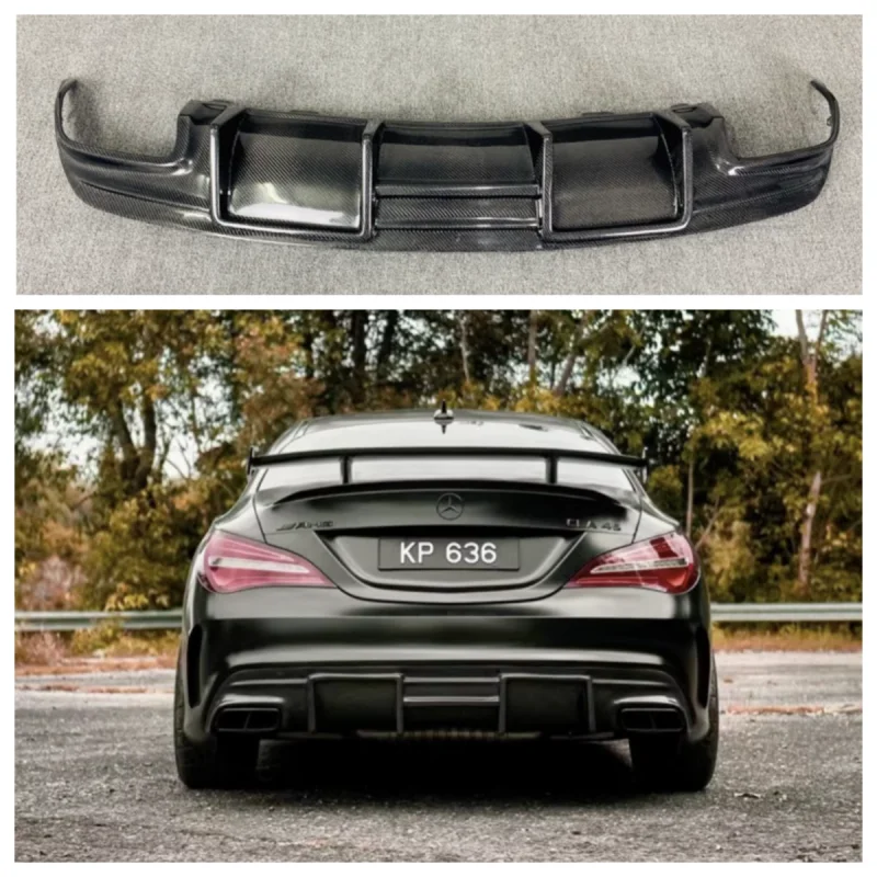 Real-Carbon-Fiber-Rear-Bumper-Lip-Diffuser-For-Mercedes-Benz-CLA-Class ...