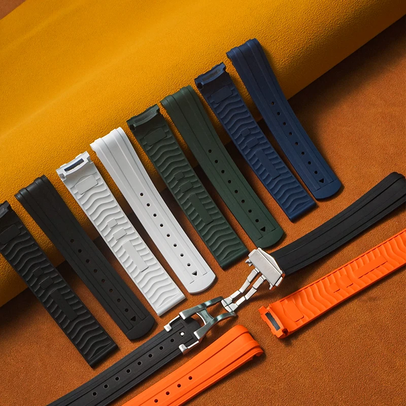 New-Soft-FKM-Fluorous-Rubber-20mm-Curved-End-For-Omega-Strap-For ...