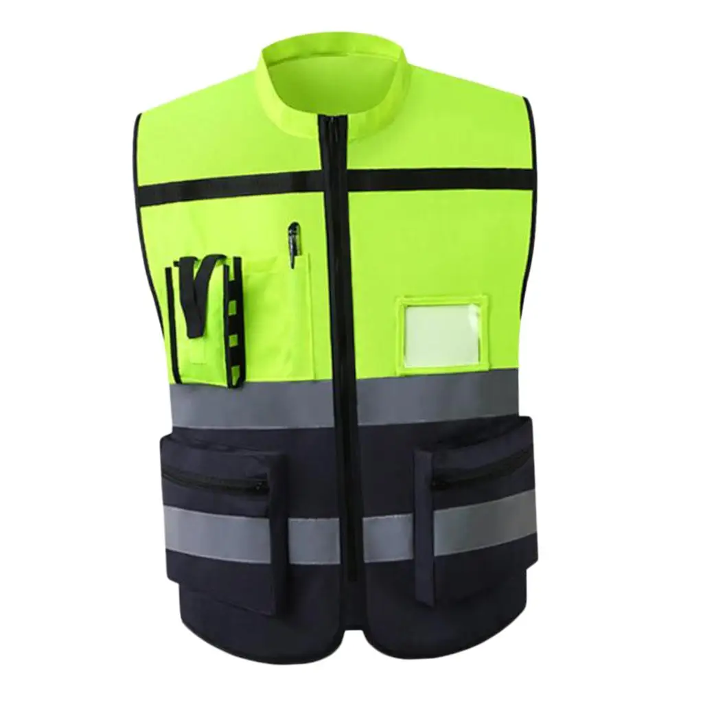 Multi Pockets High Visibility Zipper Front Safety Vest With Reflective ...