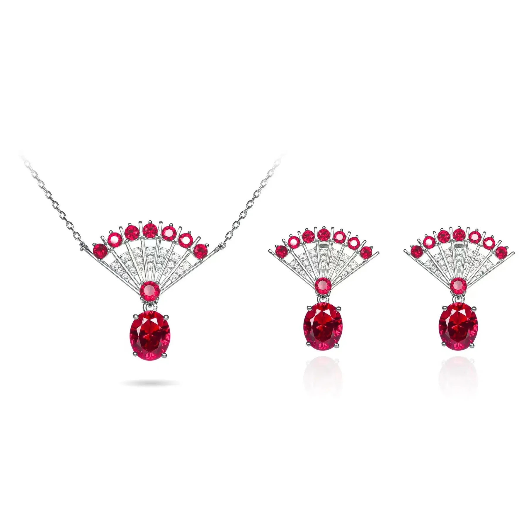 Foydjew New Luxury High Quality Artificial Red Corundum Jewelry Sets ...
