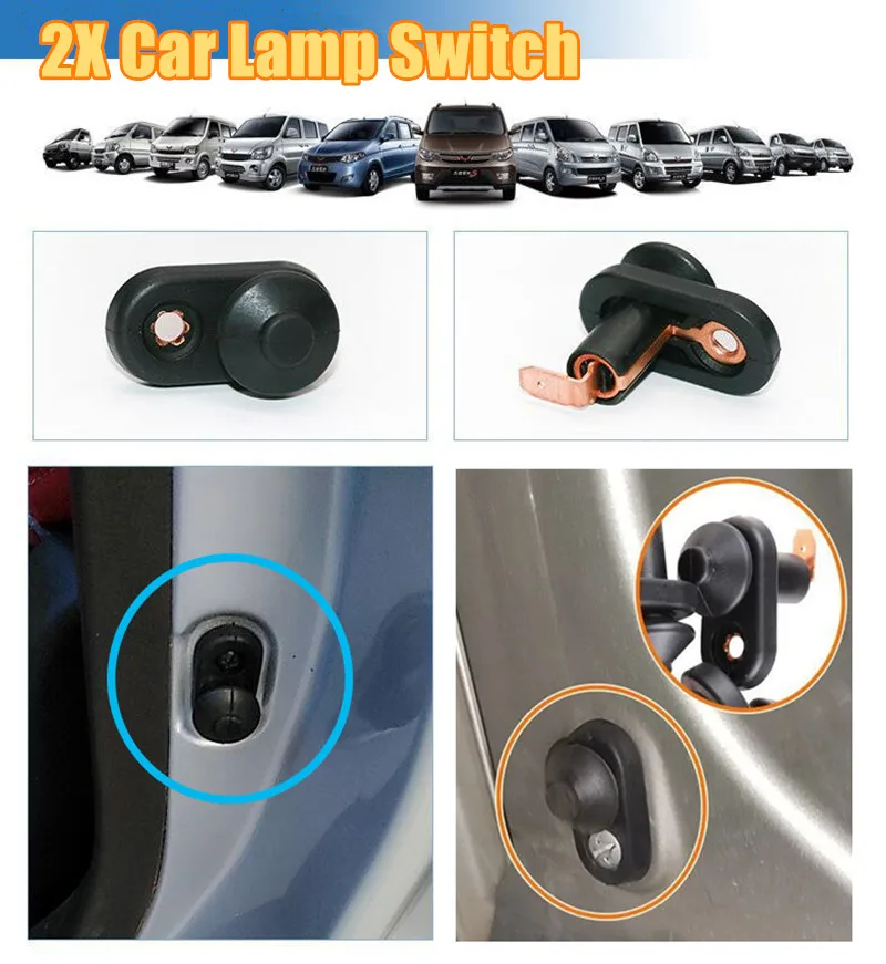 2x Car Lamp Switch Universal Car Vehicle Interior Door Courtesy Light ...