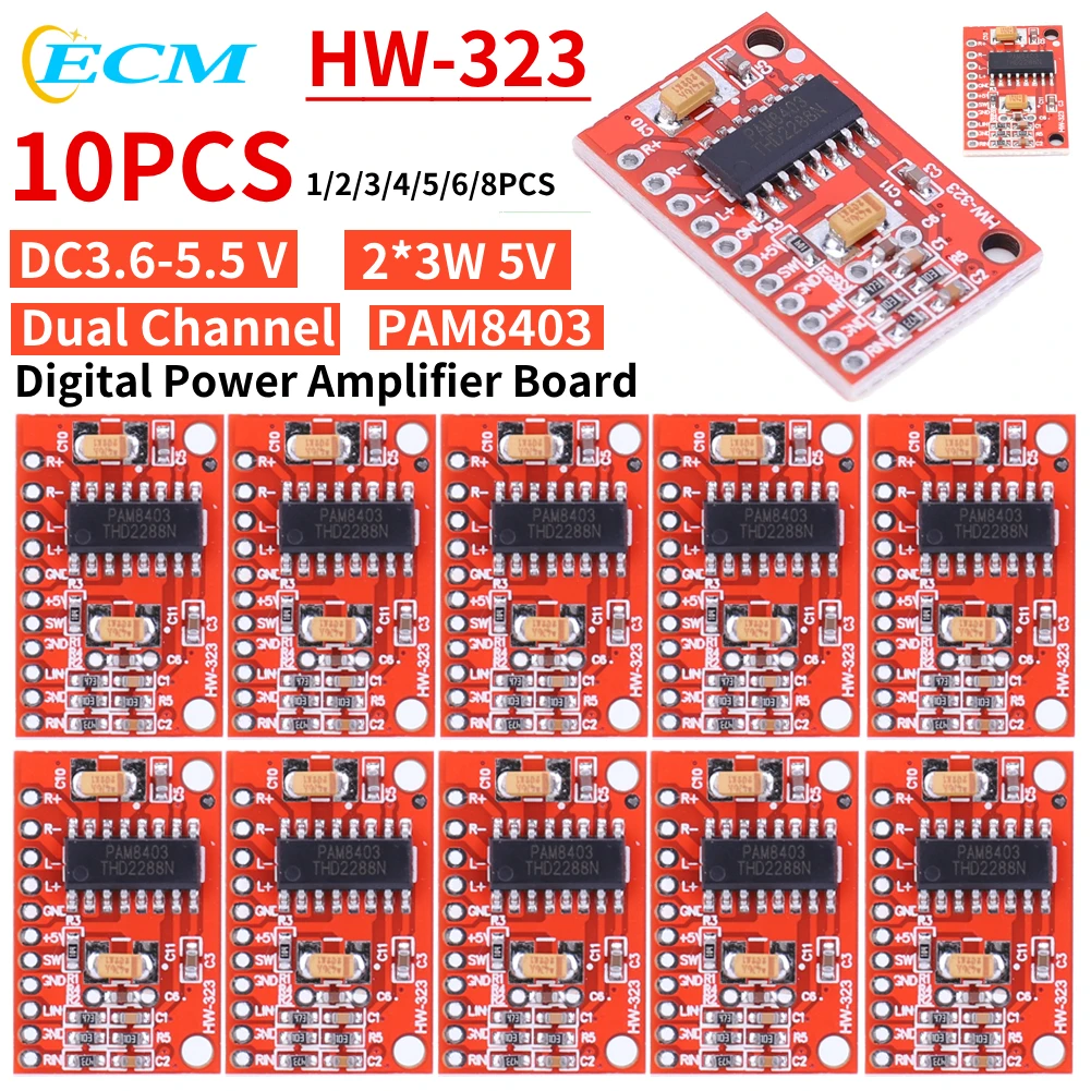 1-10PCS-PAM8403-Audio-Module-2x3W-Super-Mini-Digital-Power-Amplifier ...